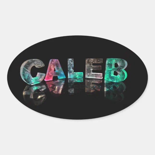 Unique Names - Caleb in 3D Lights Oval Sticker | Zazzle