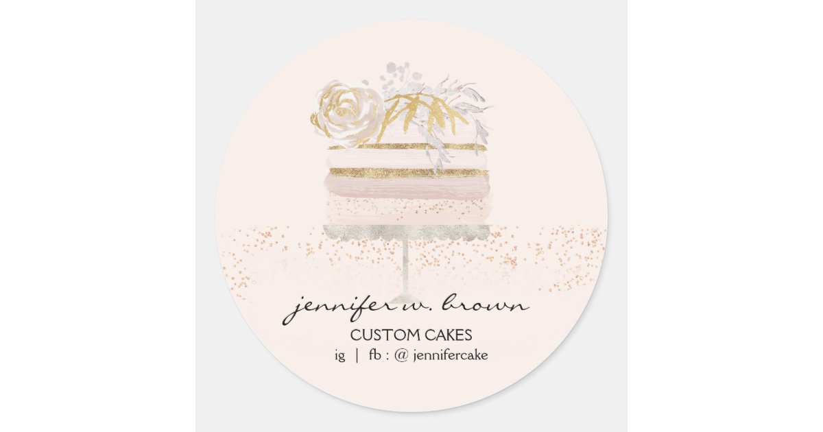 Unique Party Cake Bakery Classic Round Sticker | Zazzle