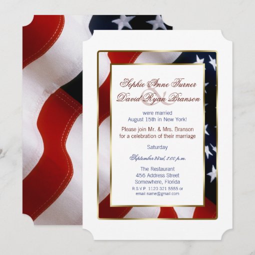 Unique Patriotic Elegant USA Flag Evening Wedding Invitation | Zazzle