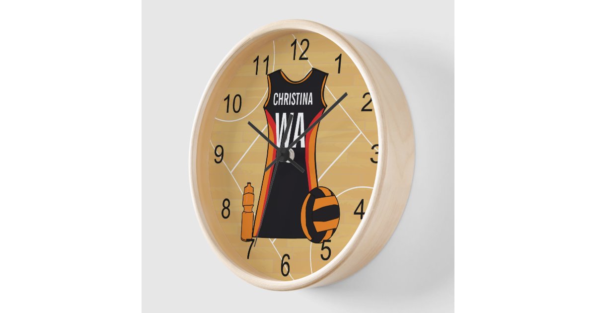 Unique Personalised Netball Clock | Zazzle