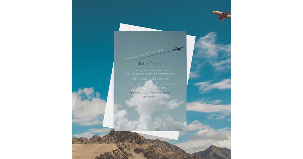 Unique Pilot Retirement or Birthday Party Invitation | Zazzle