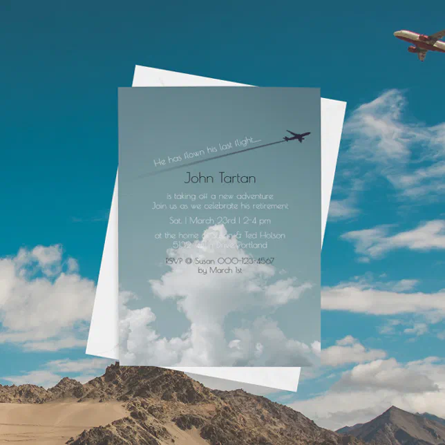 Unique Pilot Retirement or Birthday Party Invitation | Zazzle
