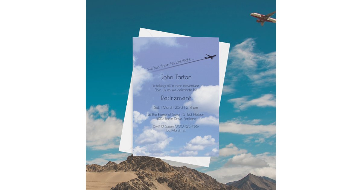 Unique Pilot Retirement or Birthday Party Invitation | Zazzle