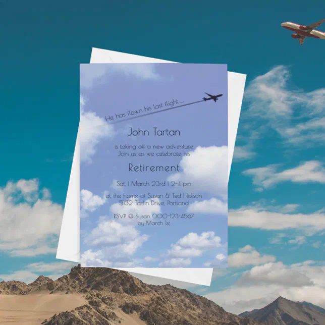 Unique Pilot Retirement or Birthday Party Invitation | Zazzle