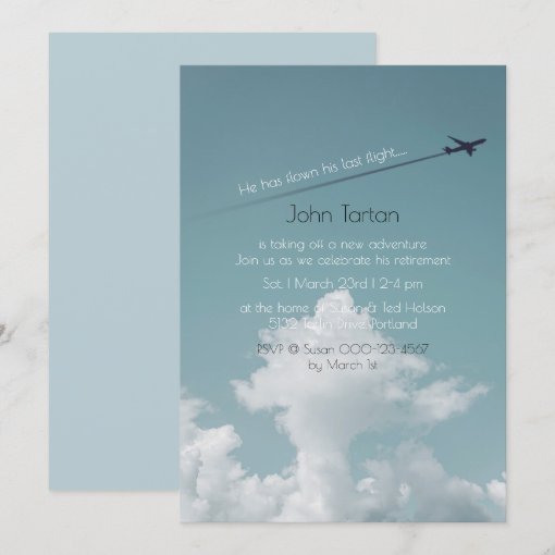 Unique Pilot Retirement or Birthday Party Invitation | Zazzle
