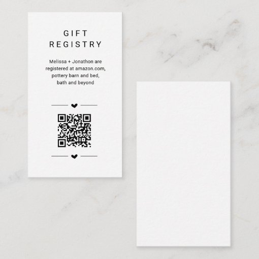 Unique QR Code Gift Registry Card Insert | Zazzle