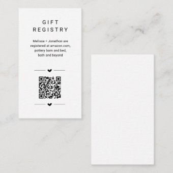 Unique QR Code Gift Registry Card Insert | Zazzle