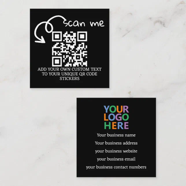 Unique QR code personalized scannable website Square Business Card | Zazzle