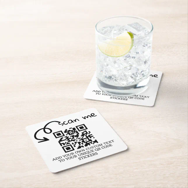 Unique QR code personalized scannable website Square Paper Coaster | Zazzle