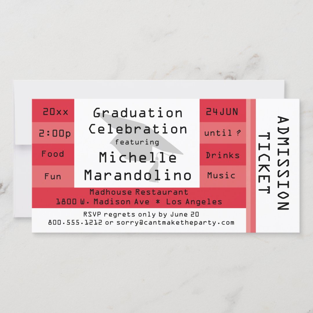 Unique Red Admission Ticket Party Invitation | Zazzle