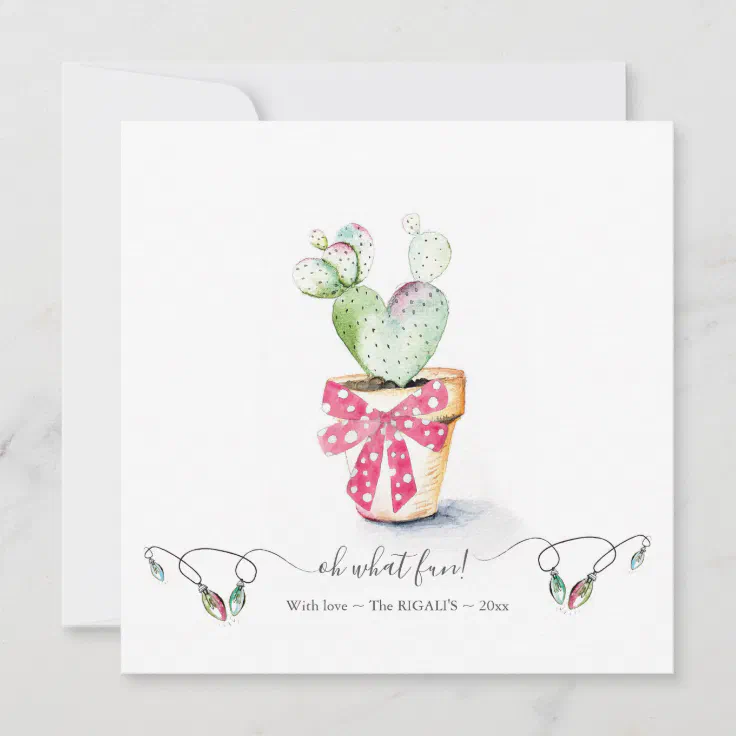 Unique Red & Green Cute Cactus Christmas Note Card | Zazzle