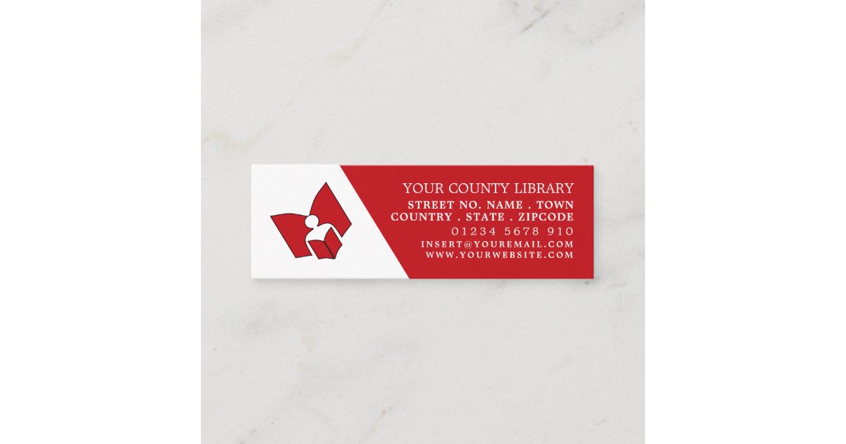 Unique Red Library Bookmark Business Card | Zazzle