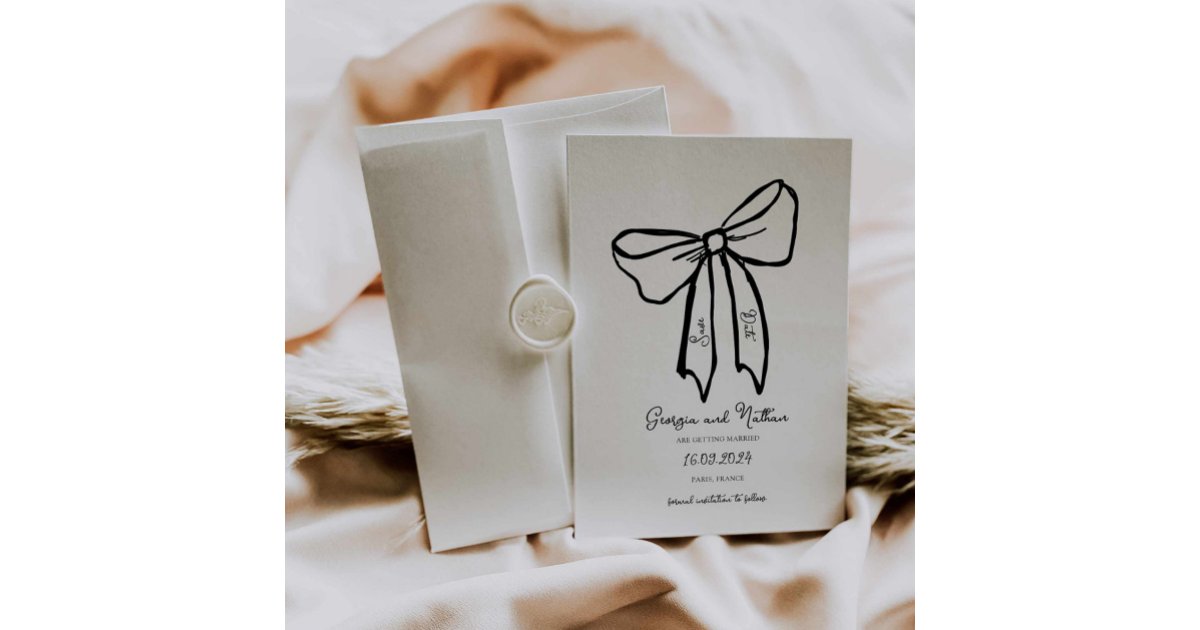 Unique Retro Bow Save the Date Invitation | Zazzle
