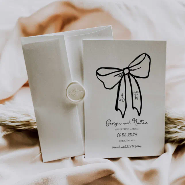 Unique Retro Bow Save the Date Invitation | Zazzle