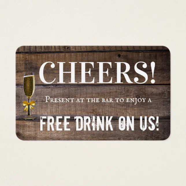 Unique Rustic Wedding Bar Drink Voucher Ticket | Zazzle