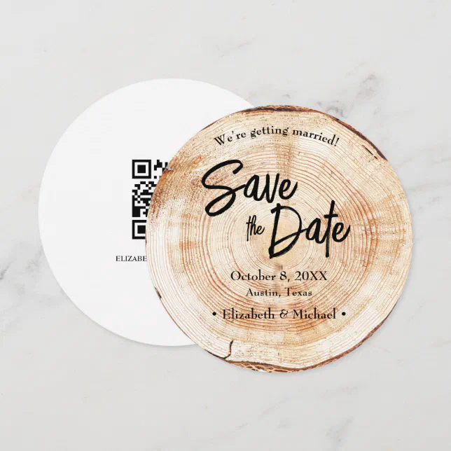 Unique Rustic Wedding Save the Date QR code Invitation | Zazzle