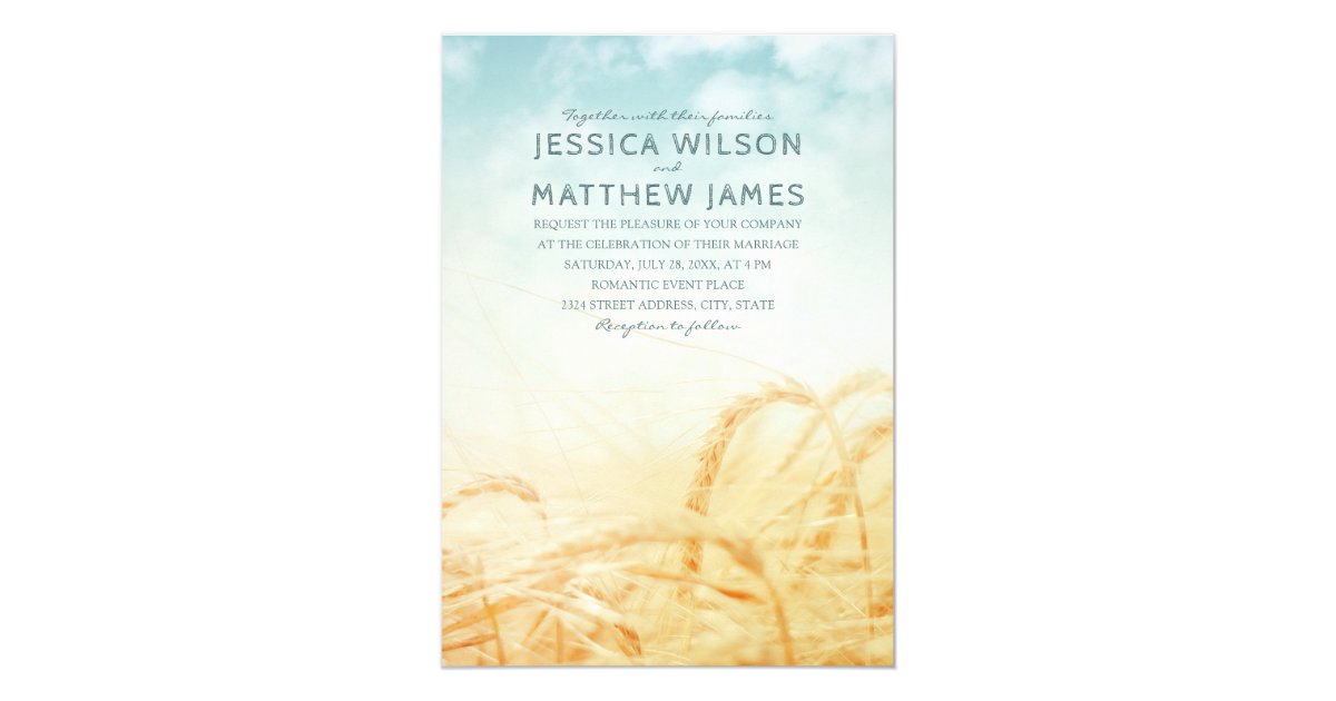 Unique Rustic Wheat Vintage Country Summer Wedding Invitation | Zazzle.com