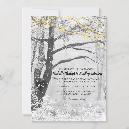 Unique Rustic Winter Tree Light Wedding Invitation | Zazzle.com