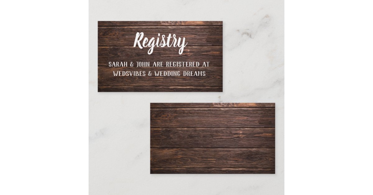 Unique Rustic Wood Wedding Registry Enclosure Card | Zazzle