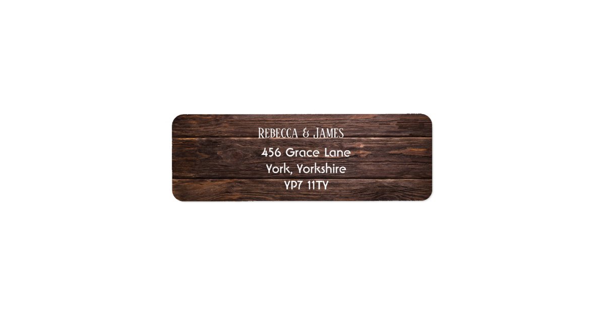 Unique Rustic Wood Wedding Return Address Label | Zazzle