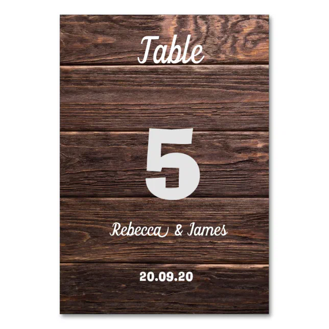 Unique Rustic Wood Wedding Table Number Card | Zazzle