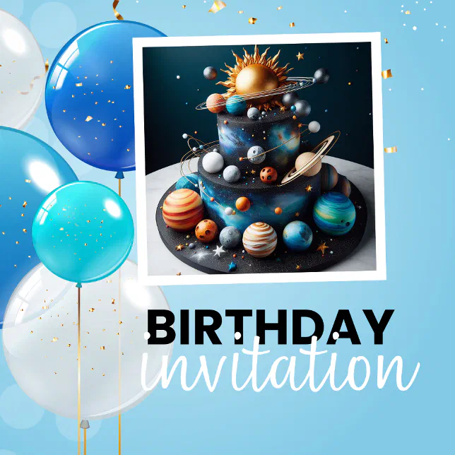 UNIQUE SOLAR SYSTEM THEME KIDS BIRTHDAY CAKE CARD | Zazzle