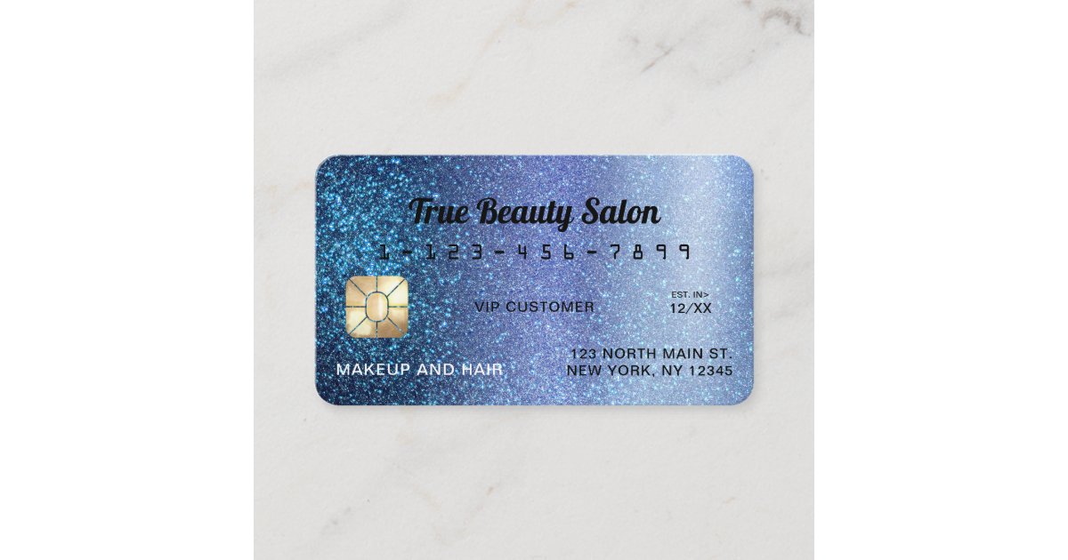 Unique Sparkly Aqua Blue Glitter Credit Card | Zazzle
