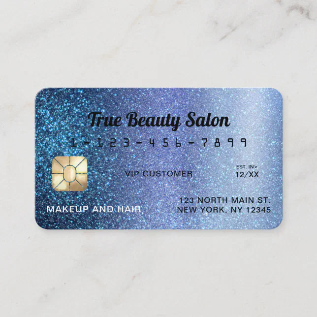 Unique Sparkly Aqua Blue Glitter Credit Card | Zazzle