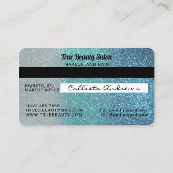 Unique Sparkly Cerulean Blue Glitter Credit Card | Zazzle