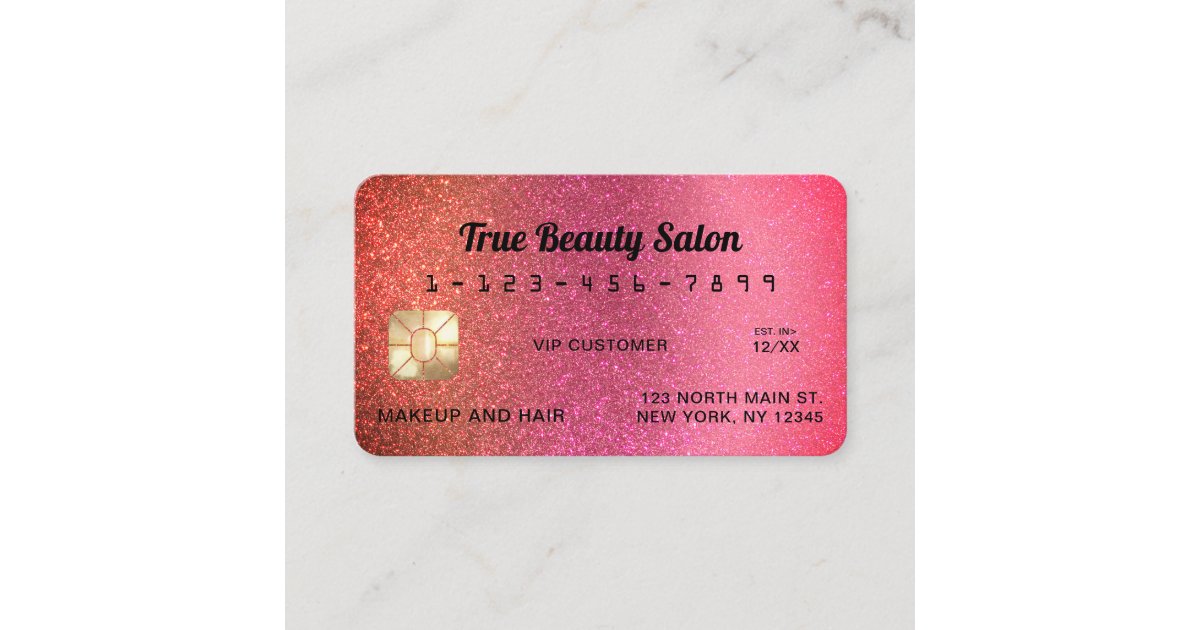 Unique Sparkly Copper Pink Glitter Credit Card | Zazzle.com