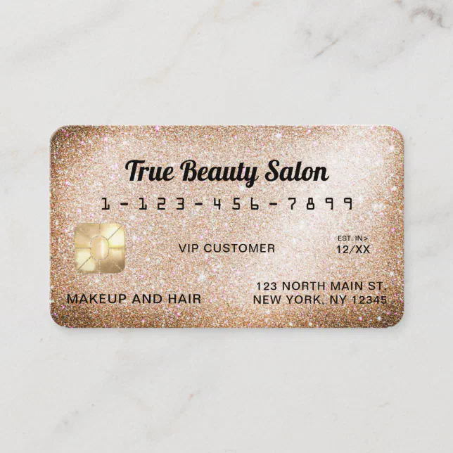 Unique Sparkly Gold Glitter Credit Card | Zazzle