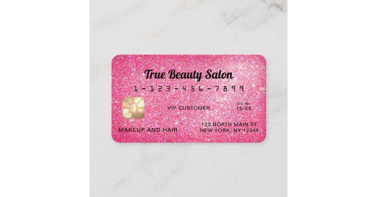Unique Sparkly Neon Pink Glitter Credit Card | Zazzle.com