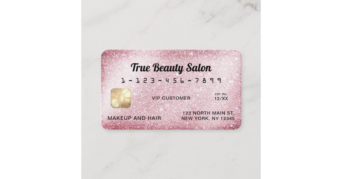 Unique Sparkly Pink Glitter Credit Card | Zazzle