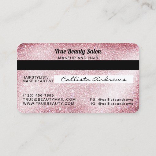 Unique Sparkly Pink Glitter Credit Card | Zazzle