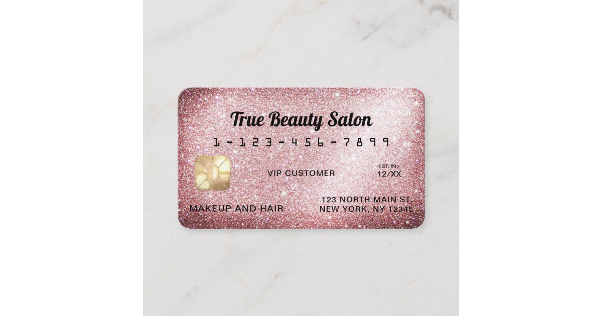 Unique Sparkly Rose Gold Glitter Credit Card | Zazzle