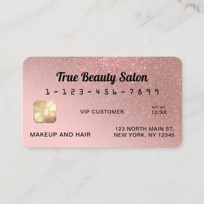 Unique Sparkly Rose Gold Glitter Credit Card | Zazzle.com