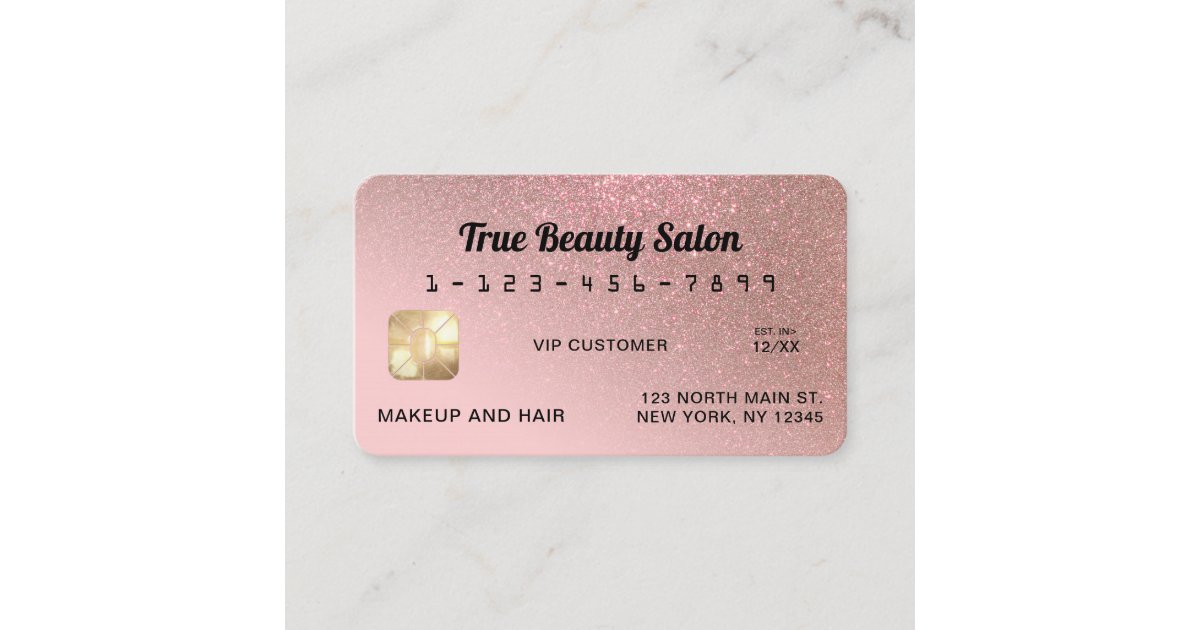 Unique Sparkly Rose Gold Glitter Credit Card | Zazzle