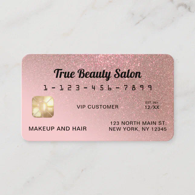 Unique Sparkly Rose Gold Glitter Credit Card | Zazzle