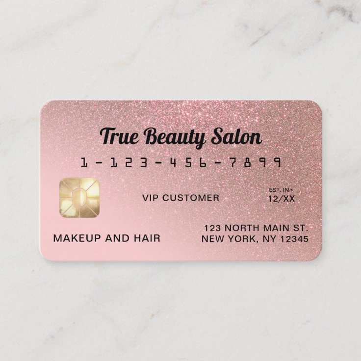 Unique Sparkly Rose Gold Glitter Credit Card | Zazzle