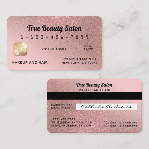 Unique Sparkly Rose Gold Glitter Credit Card | Zazzle