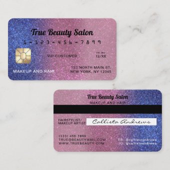 Unique Sparkly Sapphire Pink Glitter Credit Card | Zazzle