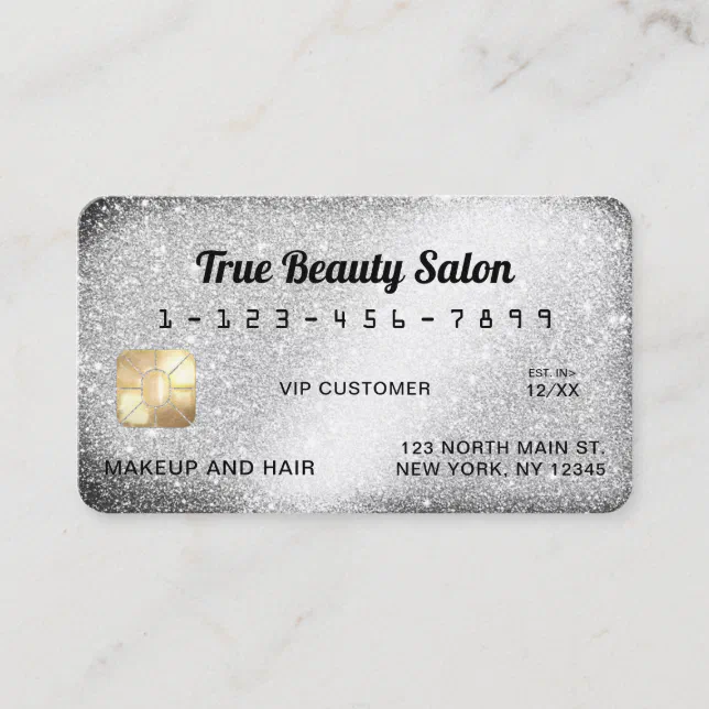Unique Sparkly Silver Glitter Credit Card | Zazzle