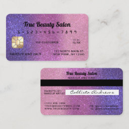 Unique Sparkly Violet Pink Glitter Credit Card | Zazzle