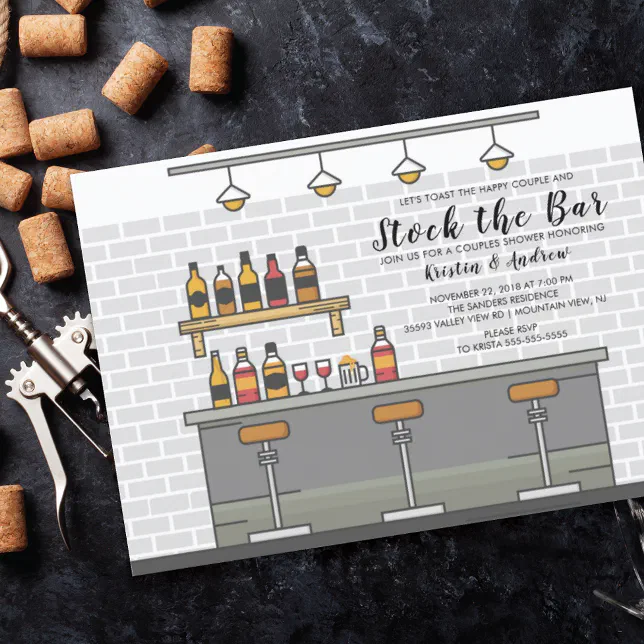 Unique Stock The Bar Couple Shower Invitation | Zazzle