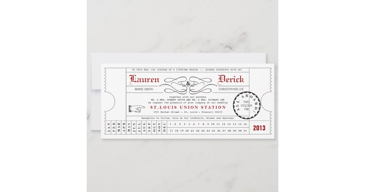 Unique Ticket Punch Card Tea Length Invitation | Zazzle