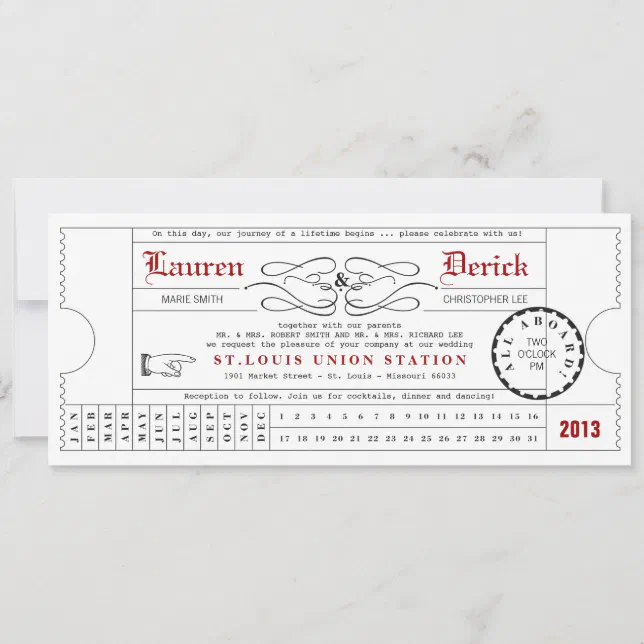 Unique Ticket Punch Card Tea Length Invitation | Zazzle