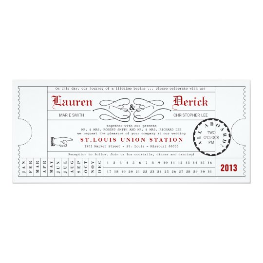 Unique Ticket Punch Card Tea Length Invitation | Zazzle.com