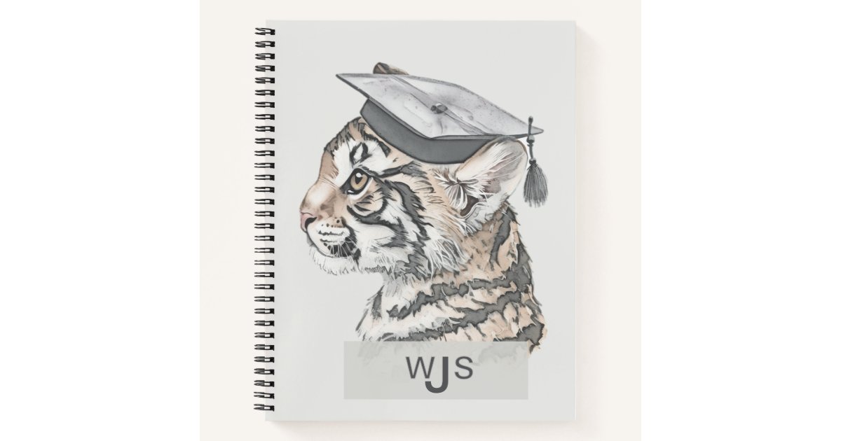 Unique Tiger Grad Theme Monogram Spiral Notebook | Zazzle