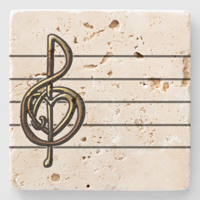 Unique Treble Clef Music Staff Personalizable Stone Coaster | Zazzle