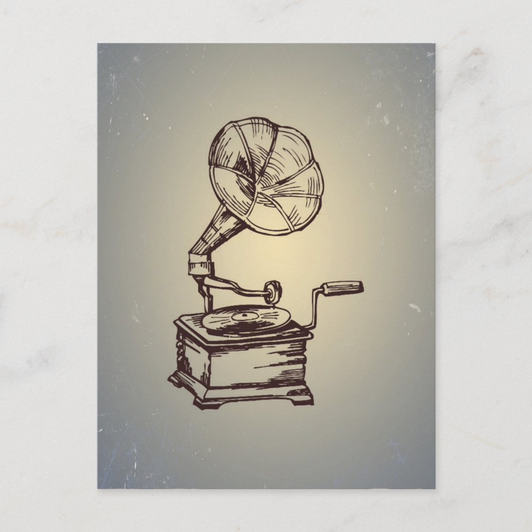 Unique Vintage Phonograph. Retro Style Gramophone Postcard | Zazzle
